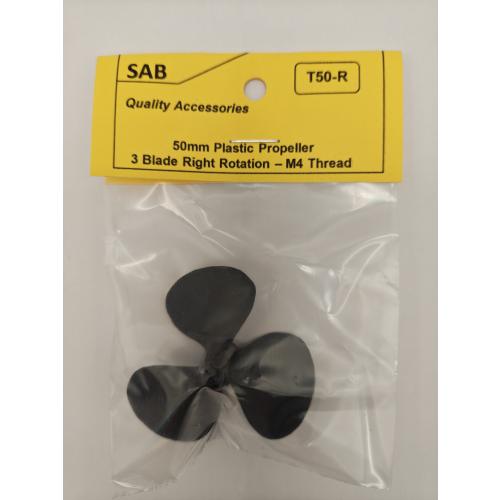 SAB - 3-Bladed 50mm Plastic Prop M4 Thread RH - T-50R - RCNZ
