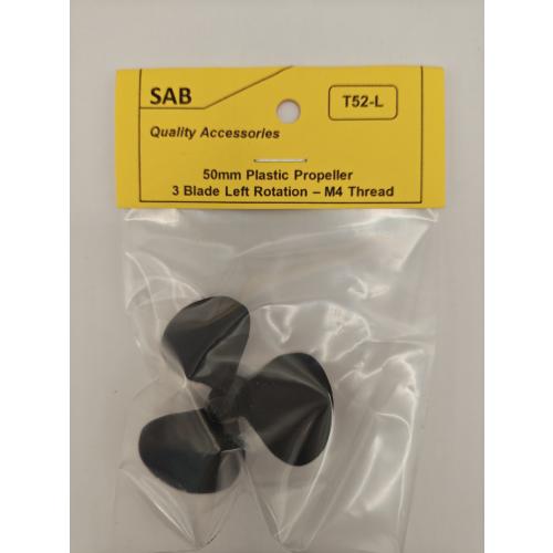 SAB - 3-Bladed 50mm Plastic Prop M4 Thread LH - T-52L - RCNZ