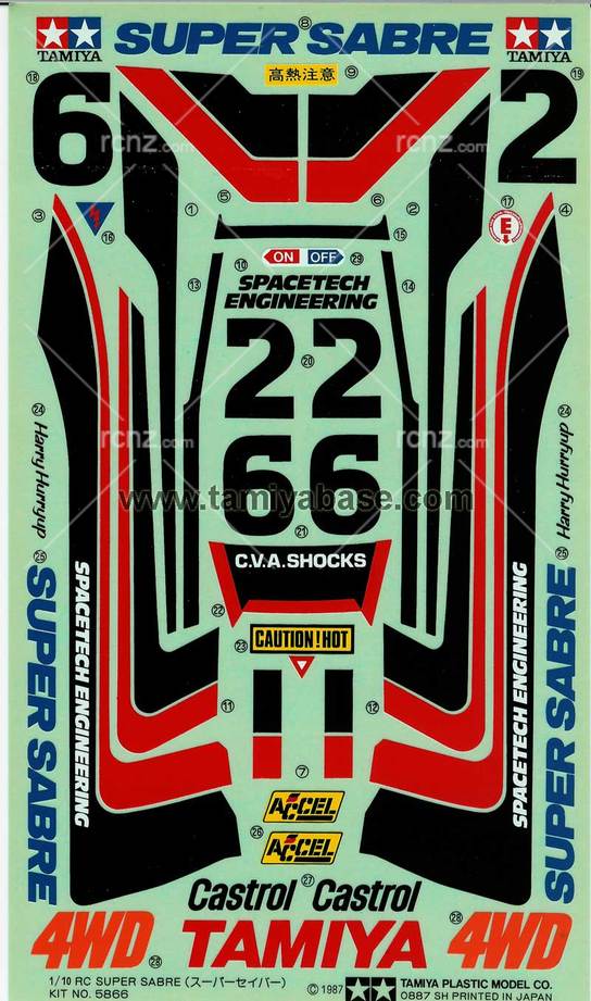 Tamiya - Super Sabre Sticker Set (58066) - RCNZ